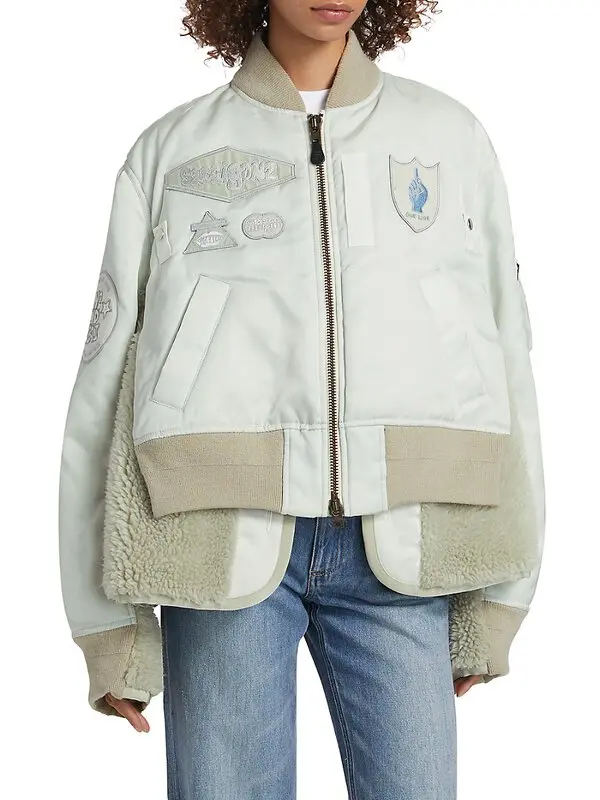 Sacai X Spiewak Gonz Sherpa Bomber Jacket - Light Gray | Editorialist